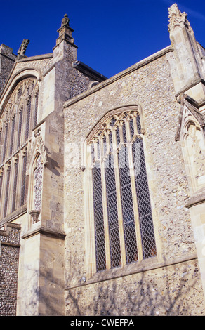15th century Perpendicular Gothic diamond leaded window in warm early ...