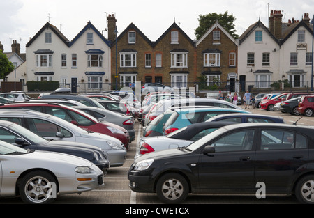 Busy Full Gorrel Tank Car Park Whitstable Kent Stock Photo - Alamy