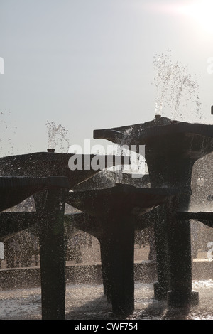 Outdoor sunlight Reflecting Pool Fountain Creates Poland Stock Photo ...