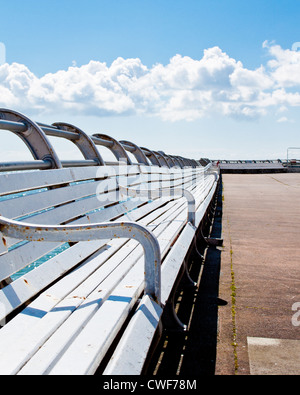 Seating along Southsea seaside promenade with shelter from the elements ...