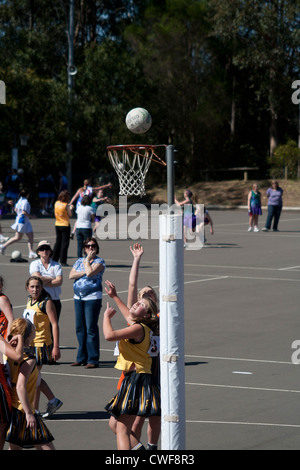 Girls playing netball at Lapstone in the Blue Mountains Stock Photo - Alamy