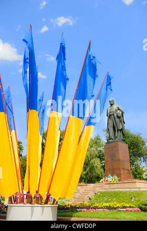 Taras Shevchenko Monument on blue sky with white clouds background in ...