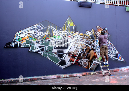 Graffiti artist creating a new fresco Stock Photo - Alamy