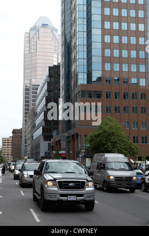 Skyscrapers and traffic in downtown Montreal, Quebec Canada Stock Photo ...