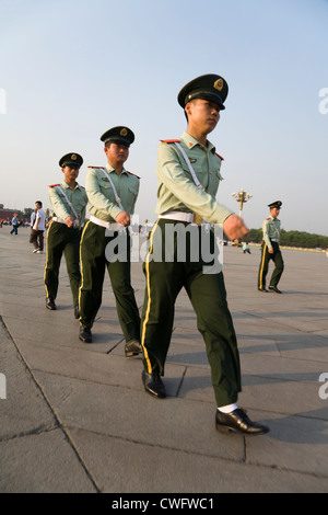 Marching Chinese army / PRC military soldiers in Tiananmen Square ...