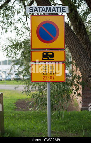 Traffic sign restricting the times during which camping in this area ...