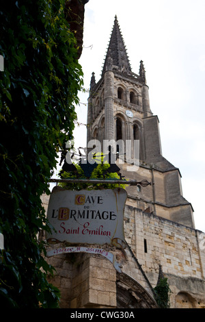 The Saint Emilion Monolithic Church taken from a lookout point in Saint ...