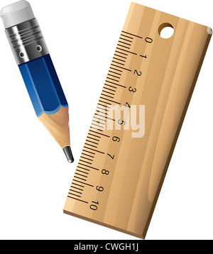 Illustration Pencil & Ruler Icon Stock Photo - Alamy