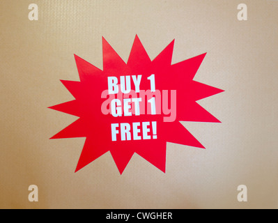 Buy One Get one Free BOGOF Red and Yellow Sales promotion Poster ...