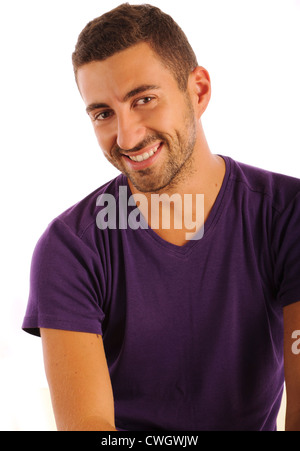 man with stubble isolated on white. man with stubble in studio. man ...