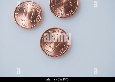 Ten-centavo Philippine coins on white background Stock Photo - Alamy