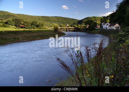 Tintern Abbey and Bridge Over the River Wye in South Wales Stock Photo ...