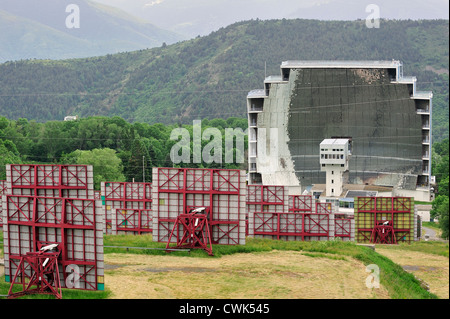 The solar furnace / Four solaire d'Odeillo at Odeillo in the Pyrénées ...