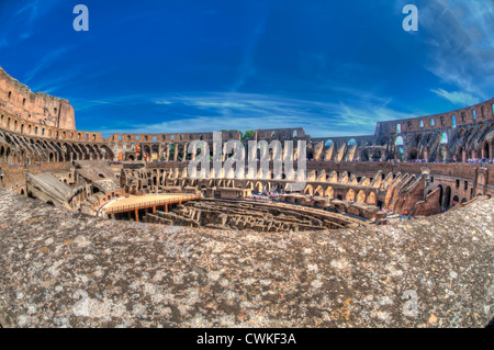 HDR Fisheye of The Colosseum arena, showing the hypogeum. Rome, Italy ...
