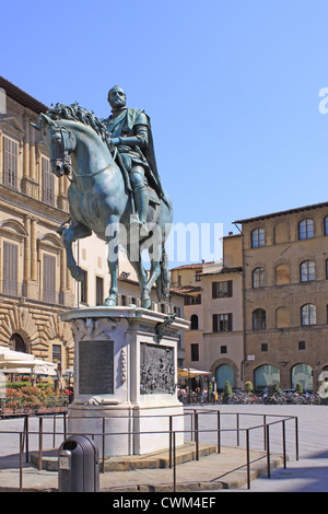 Renaissance era equestrian statue of Cosimo I Medici, erected in 1594 ...