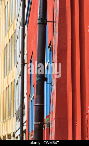 Red walls of Basel Town Hall with historical frescoes, Switzerland ...