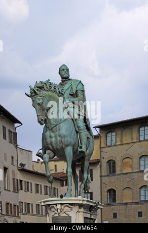 Renaissance era equestrian statue of Cosimo I Medici, erected in 1594 ...