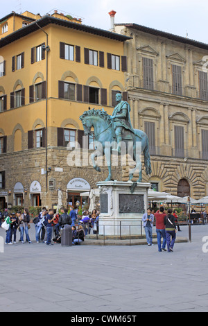 Renaissance era equestrian statue of Cosimo I Medici, erected in 1594 ...