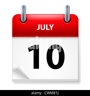 Tenth July in Calendar icon on white background Stock Photo - Alamy