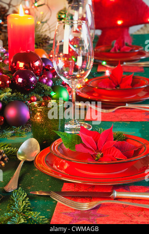 Germany, Cologne, Place setting at dining table for christmas Stock ...