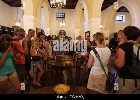 Group of visitors in the Osborne Sherry Bodega in El Puerto de Santa ...