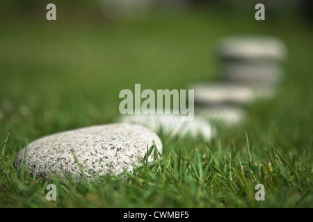 Germany, Braunschweig, Stones in grass, close up Stock Photo - Alamy