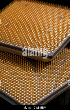 Underside view of a modern CPU computer chip or central processing unit ...