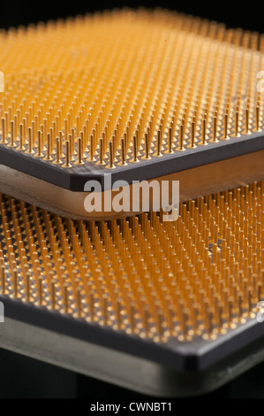 Underside view of a modern CPU computer chip or central processing unit ...