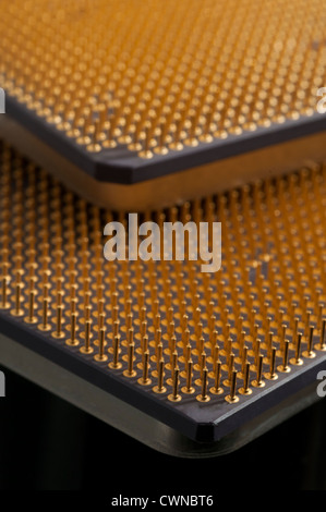 Underside view of a modern CPU computer chip or central processing unit ...