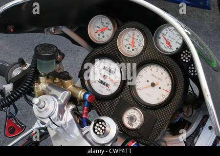 Custom instrument dials gauges on the dash fascia of a modified sports ...
