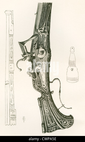 17th century Matchlock. Mechanism or lock used for firing a handheld ...