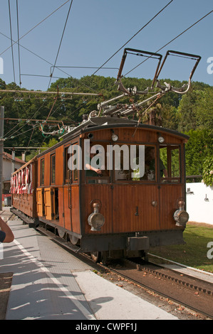 The Petit train de la Rhune rack railway, La Rhun mountain on the ...