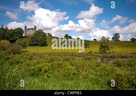 Dunmoe Castle situated next to the River Boyne in County Meath between ...