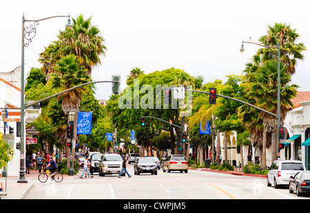 A view of State Street in "Santa Barbara", California seen from an ...