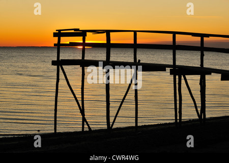 Wooden Pier on Lake Winnipeg and Matlock Beach. Matlock, Manitoba ...
