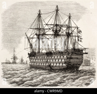 Vintage print of HMS Victory of the Royal Navy Stock Photo: 88116259 ...
