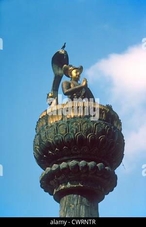 Nepal, Kathmandu, Durbar Square, King Pratap Malla statue, temples ...
