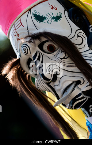 A mask of a taoist god at the "Pigs of God" festival around Chinese New ...
