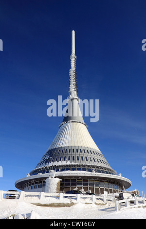 Jested tower in Czech Republic on a frosty foggy winter day Stock Photo ...