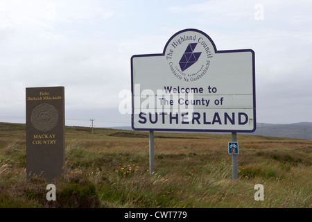 welcome to sutherland sign scotland uk Stock Photo - Alamy