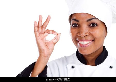 Portrait of chef giving ok hand gesture Stock Photo - Alamy