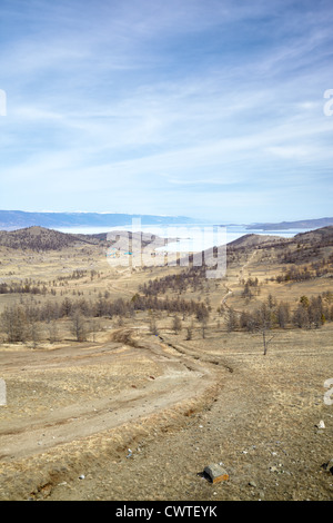 Road in Siberian landscape near lake Baikal Stock Photo - Alamy