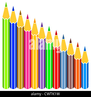 Colored pencils, crayon set with different lengths, getting shorter ...
