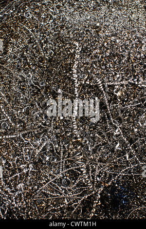 Spiral of metal swarf, waste from an engineering machine workshop Stock ...