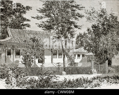 East building of the French legation in Beijing, China, illustration ...