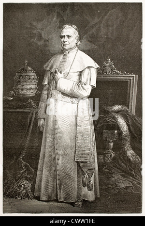 Portrait of Pius IX, Pope of Rome (1860). 19th century illustration ...
