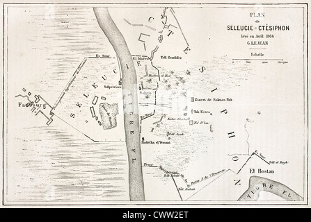 Seleucia and Ctesiphon old plan, Mesopotamia, Iraq. Journey to Babylon ...
