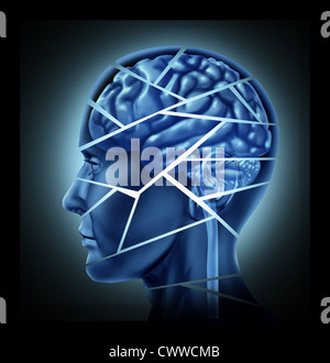 Brain injury and neurological disorder represented by a human head and ...