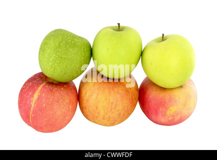 different colors apples on white background Stock Photo - Alamy