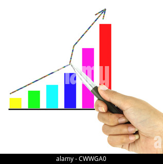 hand pointer a graph on white background Stock Photo - Alamy